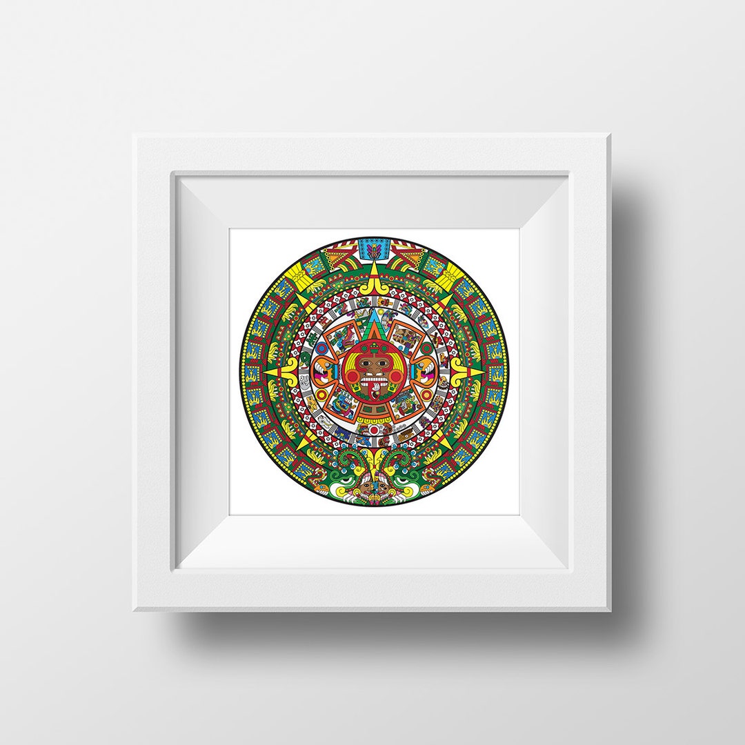 Calendario Azteca - Aztec Calendar Art Print - Poster V1 - Many Sizes ...