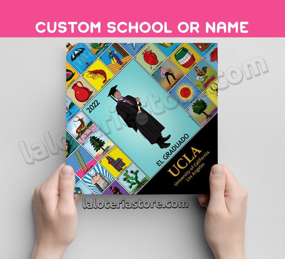 2024 El Graduado Custom School Name Boy Cap Graduation Topper Loteria ...