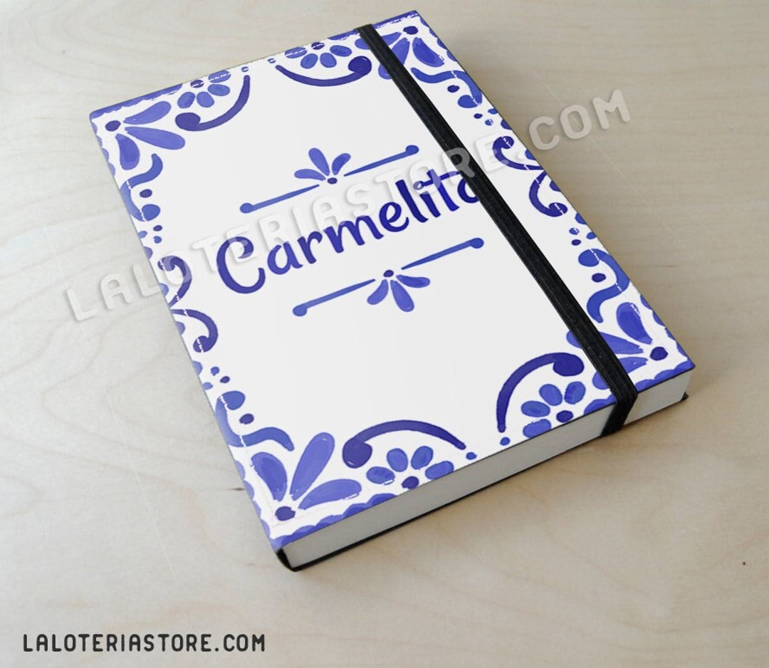 Custom Name Notebook Talavera Sketch Book Vinyl Cover Elastic Band ...