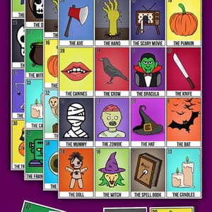Halloween Mexican Lottery - Printable - Minimalist Halloween Bingo ...
