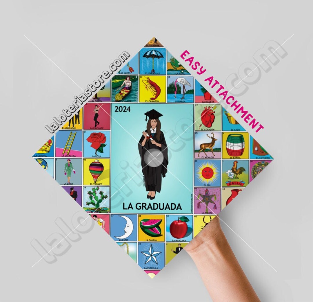La Graduada Printed Topper Cap Graduation Loteria Topper 9.3x9.3 Card ...