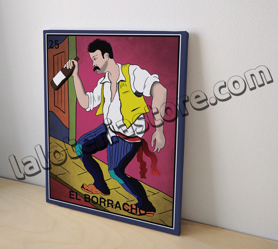 8x10 Canvas El Borracho Loteria Card Stretched and Ready - Etsy
