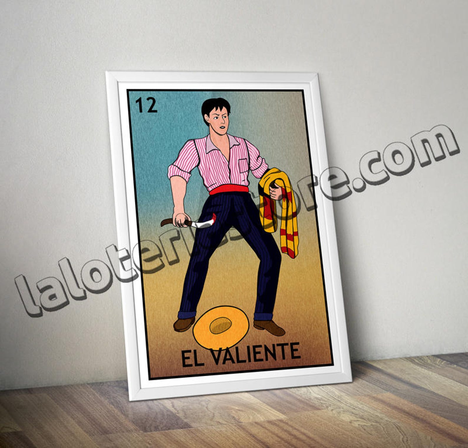 El Valiente Loteria Card The Brave Man Mexican Bingo Art | Etsy