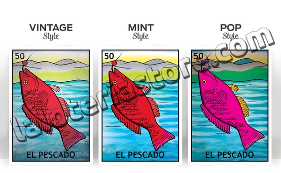 El Pescado Loteria El Pescado 50 Patch Fish Mexican Loteria Card
