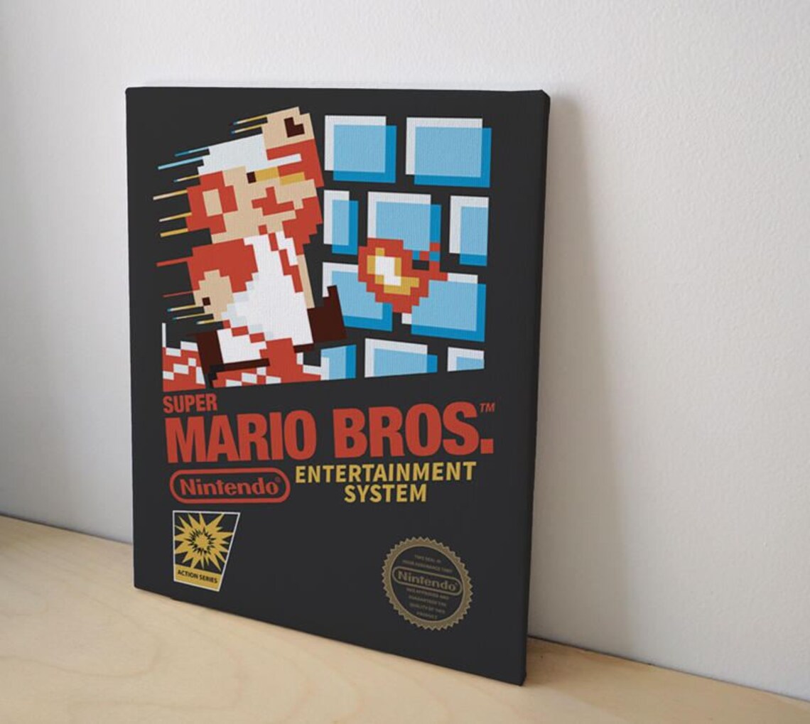 Canvas 8x10 Super Mario Bros. Nes Cover Retro Art Print | Etsy