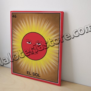 Canvas El Sol Loteria Card Stretched and Ready for Hanging - Sun ...