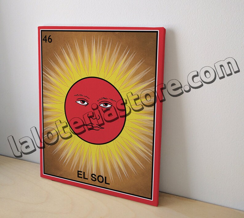 Canvas El Sol Loteria Card Stretched and Ready for Hanging | Etsy
