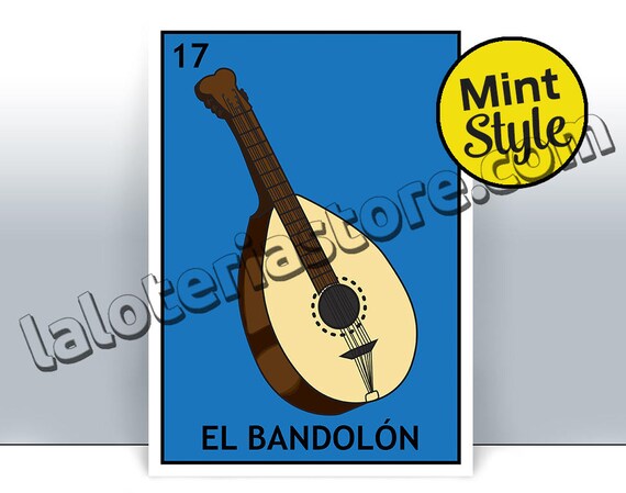 El Bandolon Loteria Card The Mandolin Mexican Bingo Art Print | Etsy