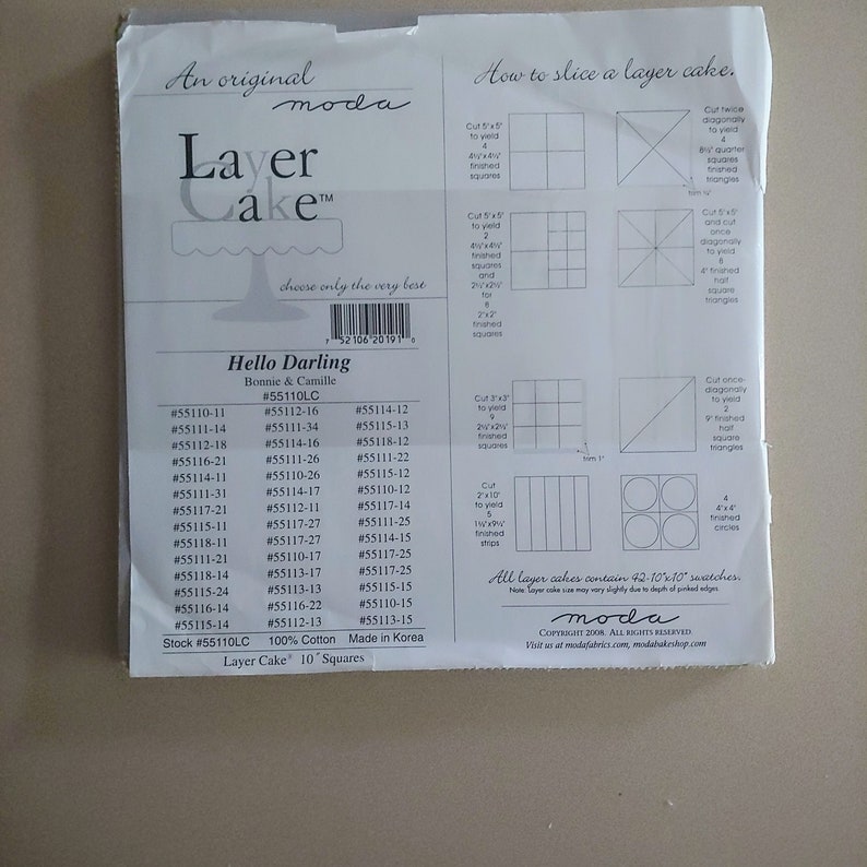 RARE Hello Darling Layer Cake Bonnie & Camille 55110LC Moda Precut 100% ...