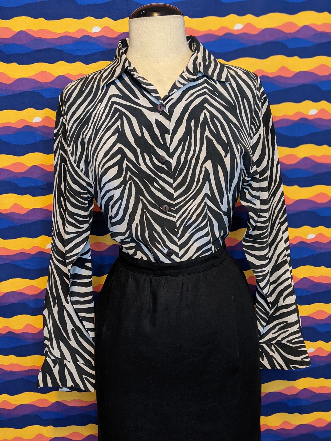 Vintage Silk Zebra Print Blouse - Etsy