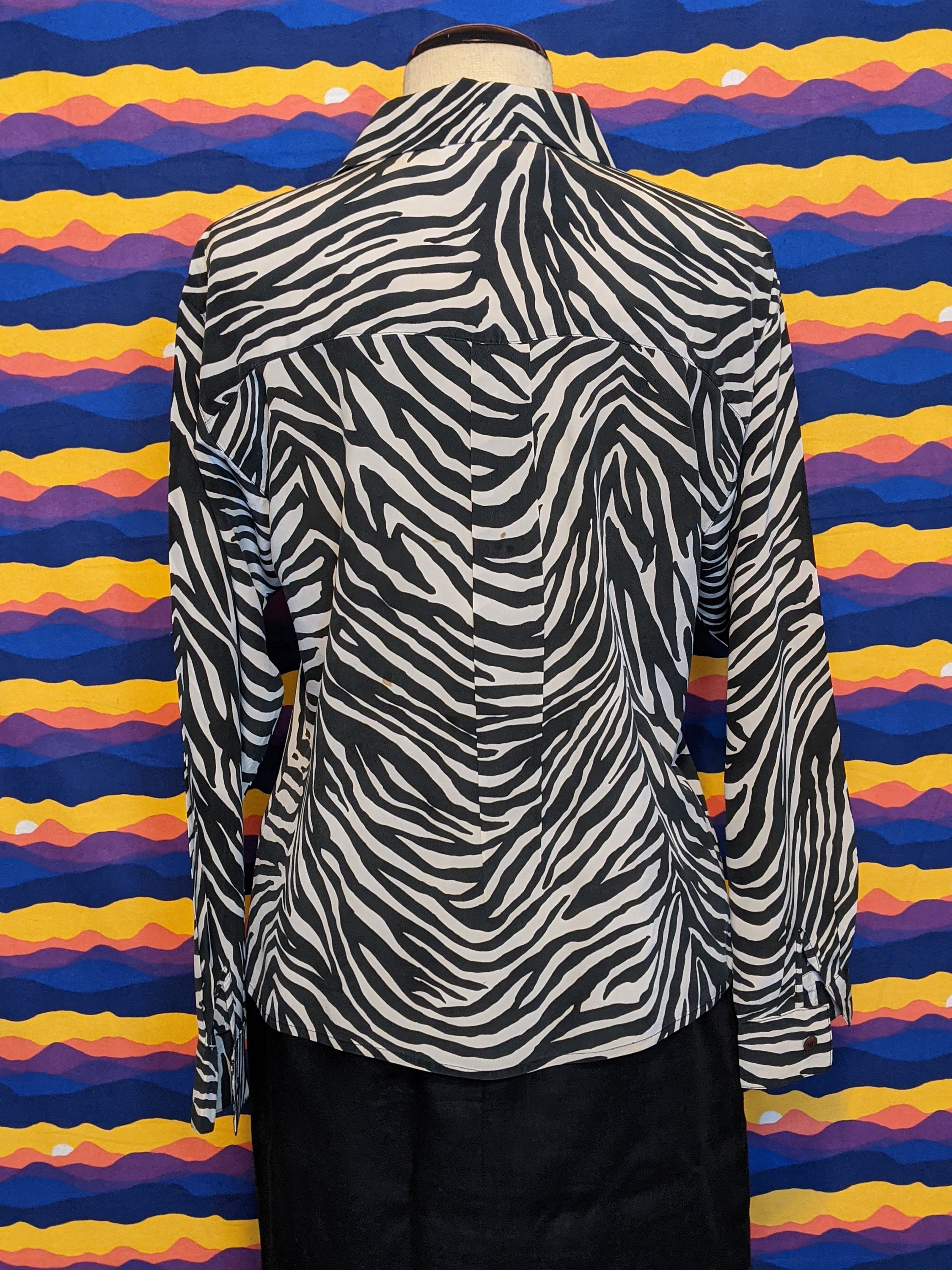Vintage Silk Zebra Print Blouse - Etsy