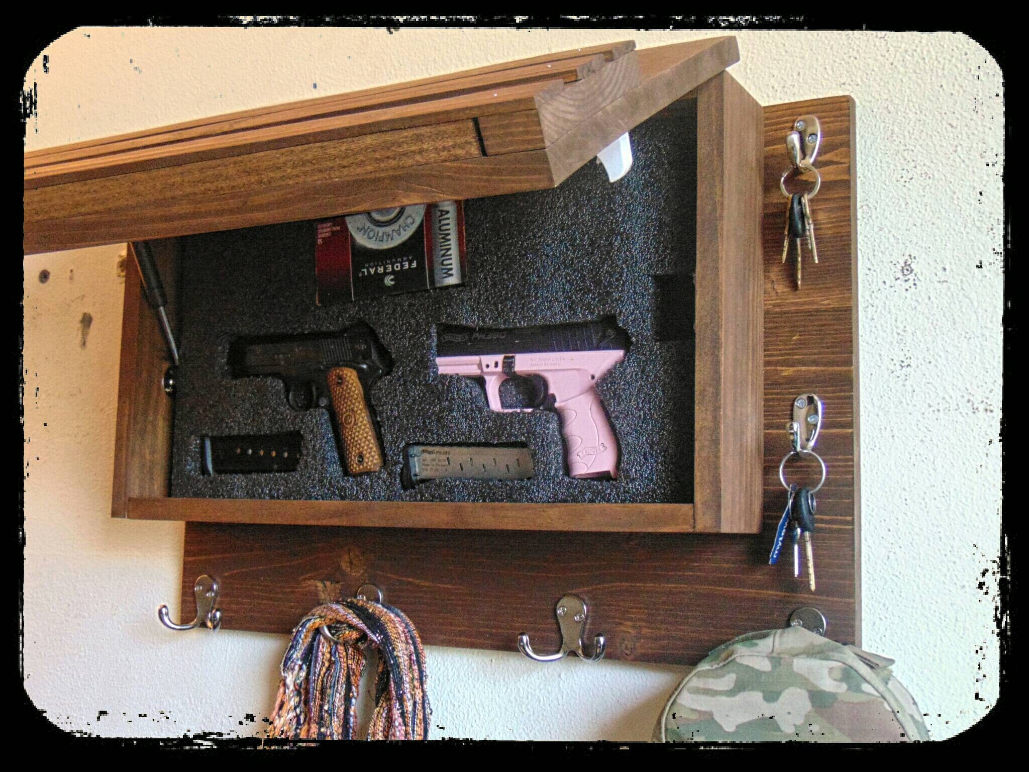 Choose color hidden gun storage compartment coat key rack | Etsy