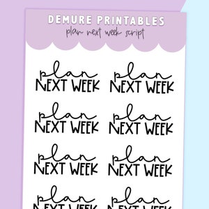 Plan Next Week Printable Planner Script Stickers for Vertical Planners ...