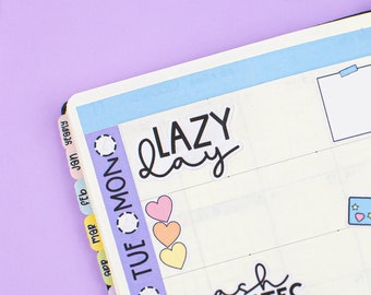 LAZY DAY Printable Script Planner Stickers, Typography Planner Stickers ...