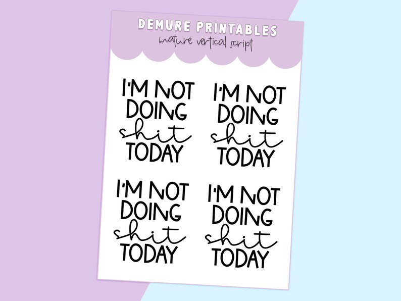 MATURE Full Box Script Printable Planner Stickers for - Etsy