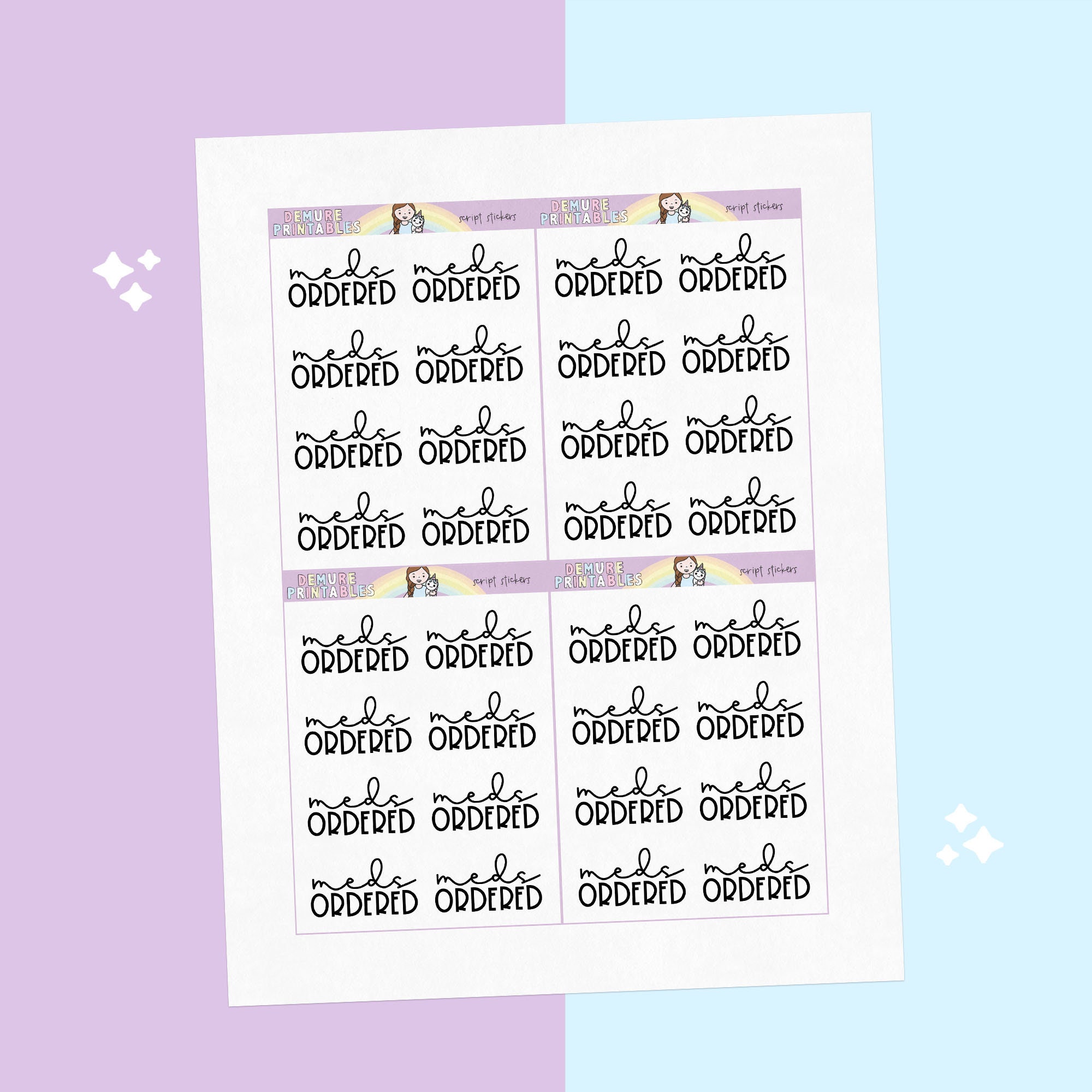 Meds Ordered PRINTABLE Script Planner Stickers, Tracker Reminder ...
