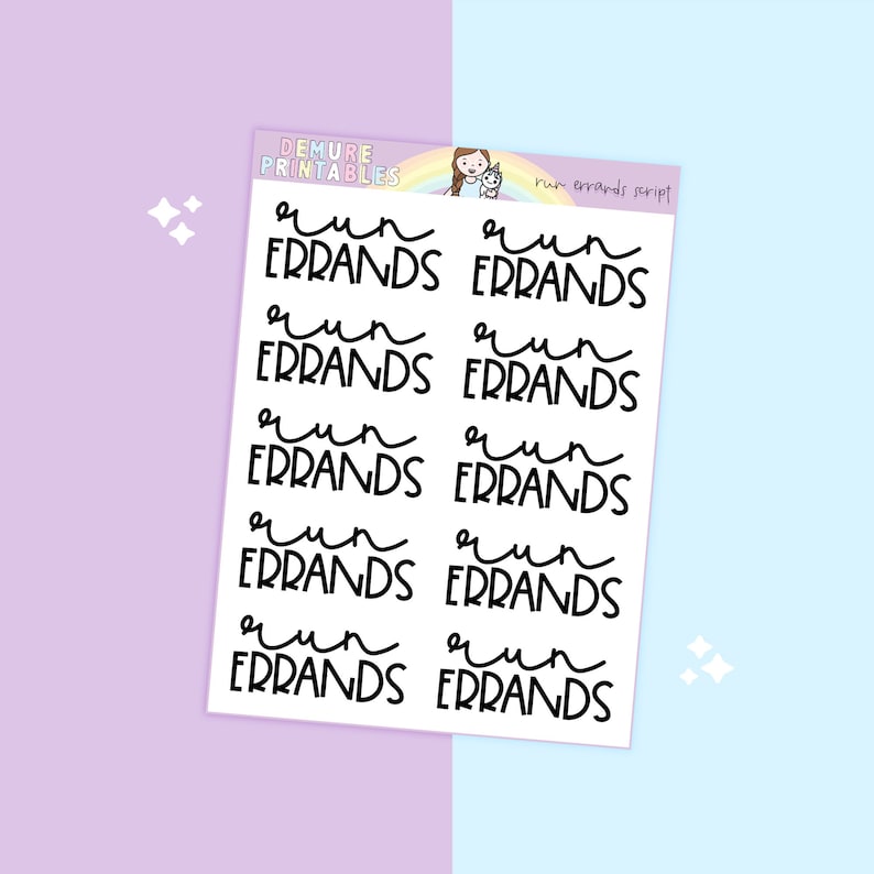 Run Errands PRINTABLE Script Planner Stickers - Etsy