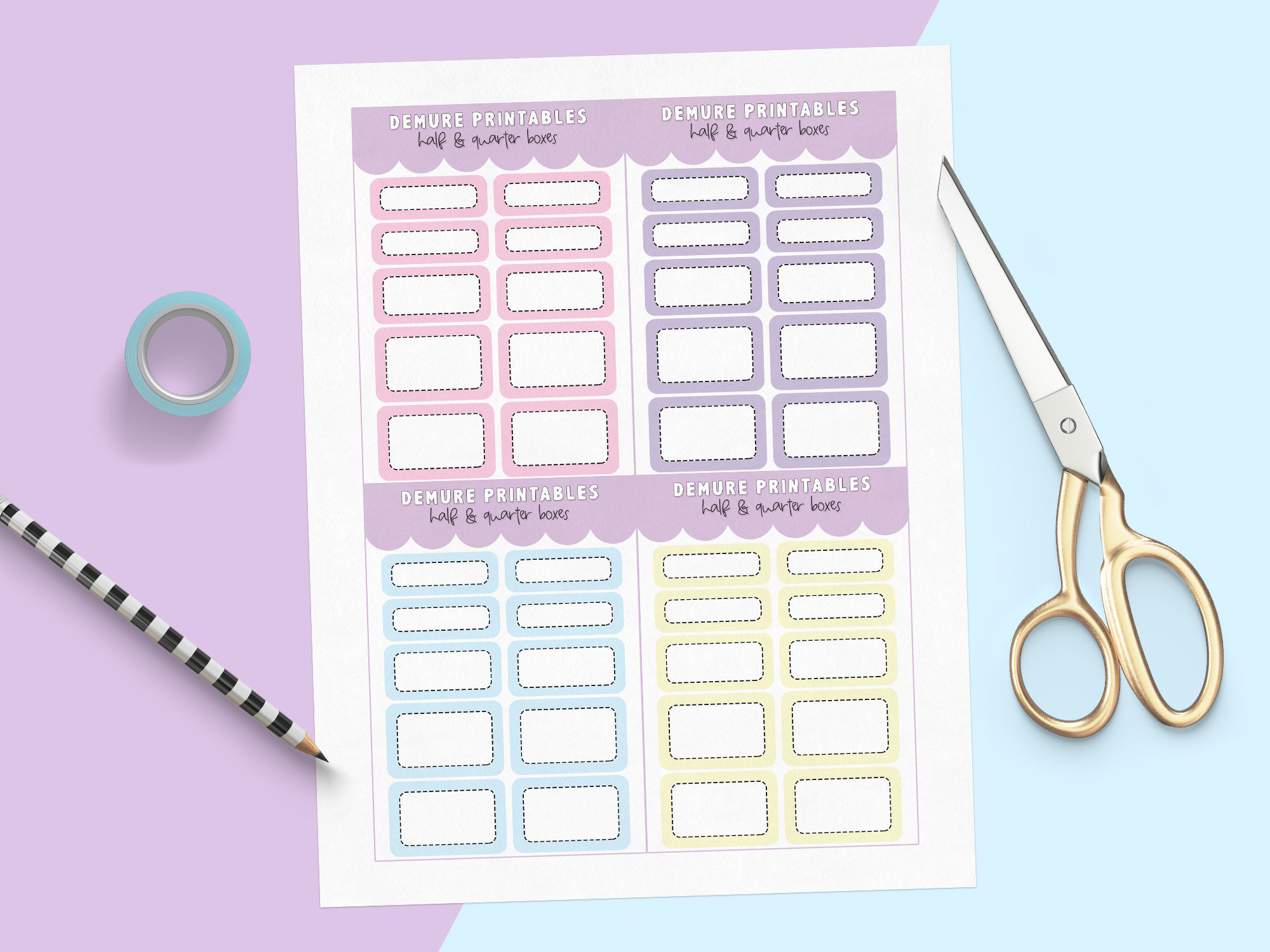 Pastel Quarter and Half Boxes PRINTABLE Planner Stickers / Happy ...