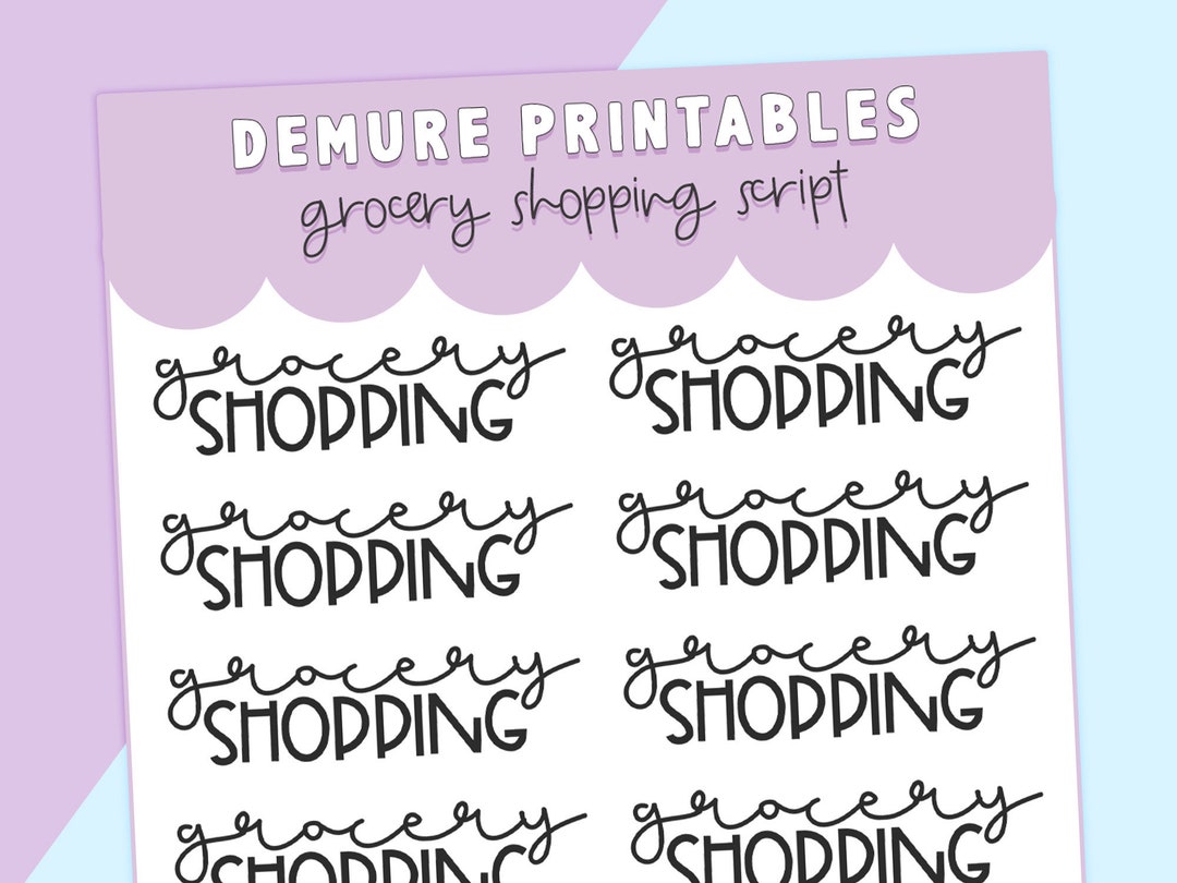 Grocery Shopping Script, Printable Planner Stickers - Etsy