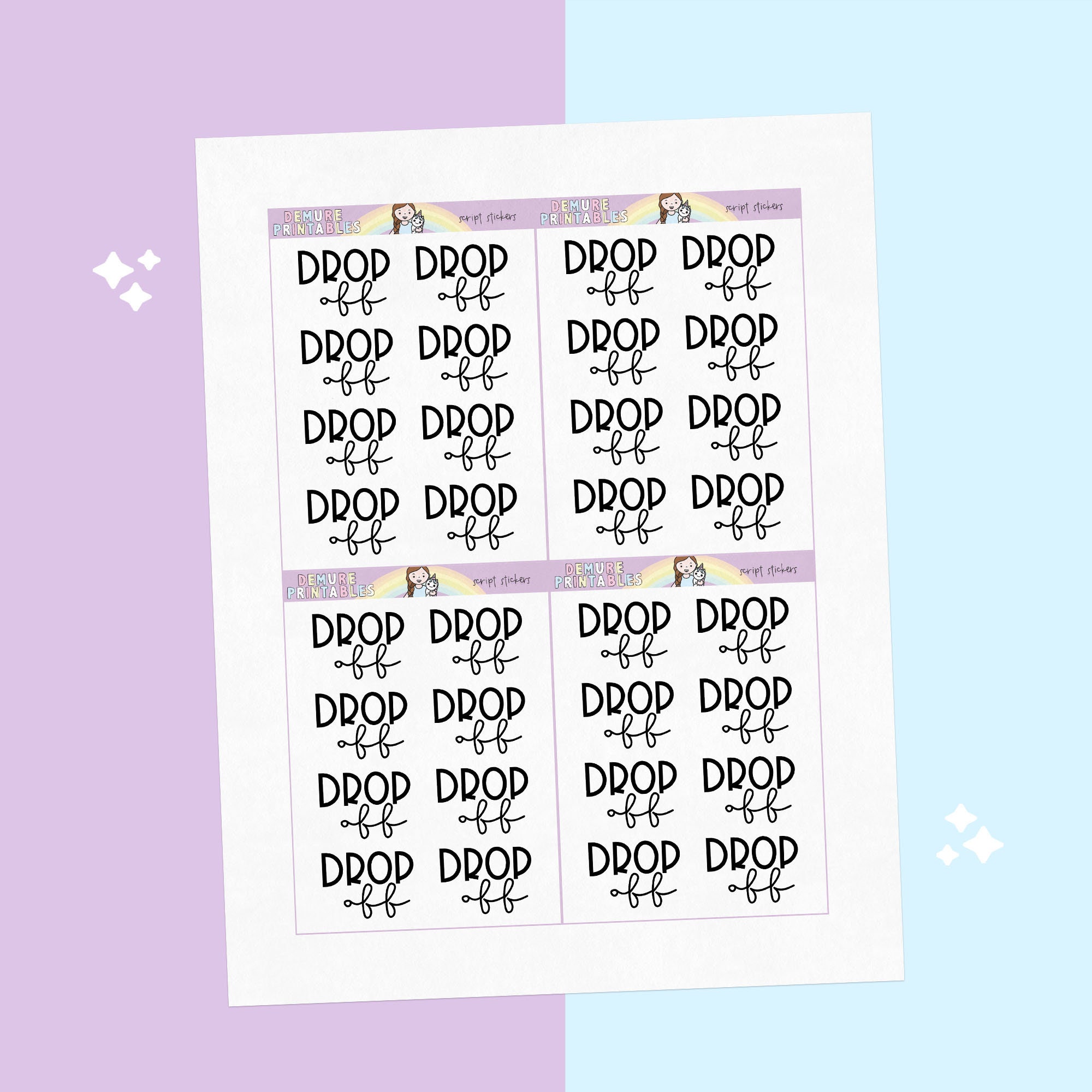 Drop off PRINTABLE Script Planner Stickers, Parenting Mom Life School ...