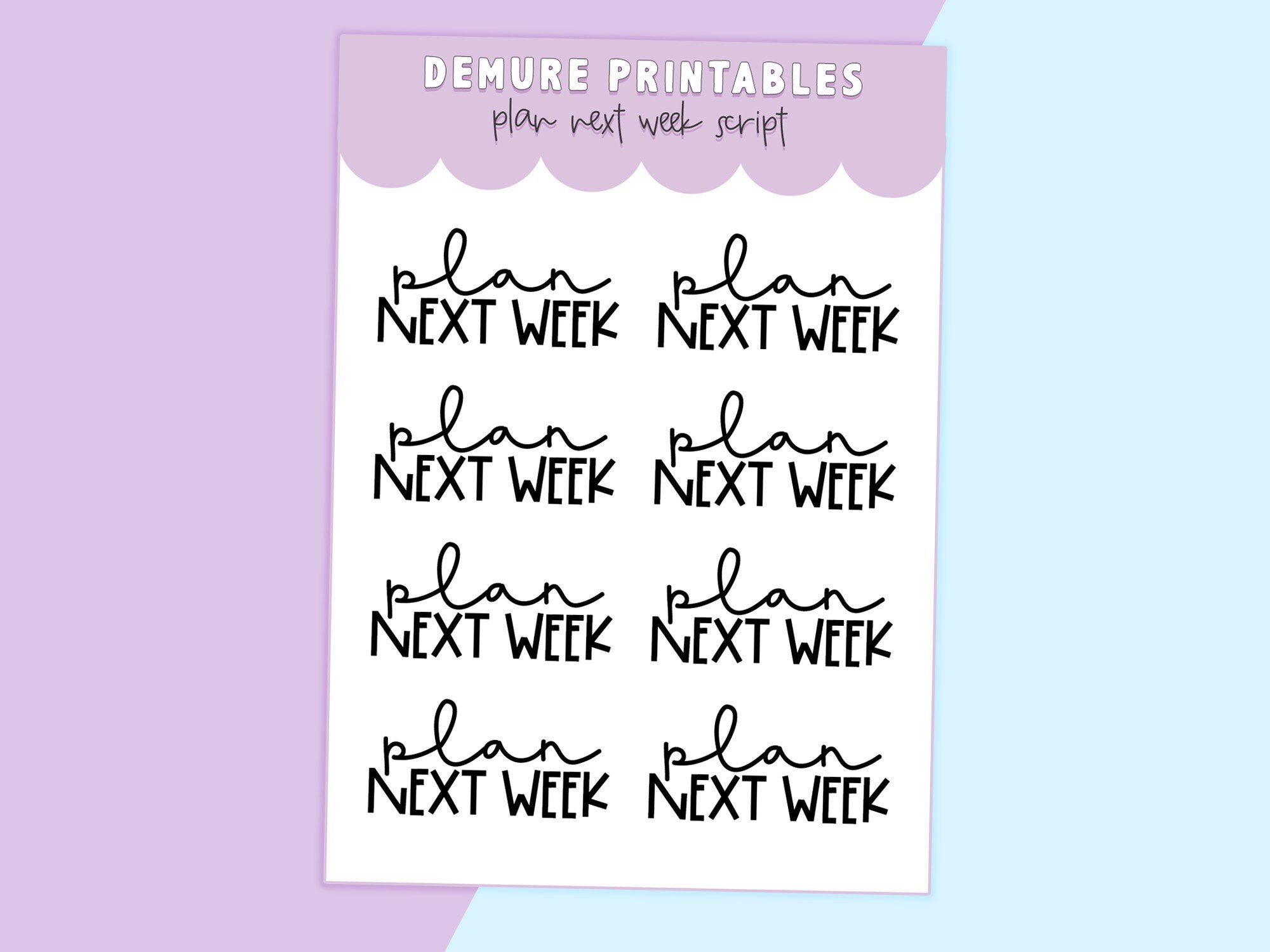 Plan Next Week Printable Planner Script Stickers for Vertical Planners ...