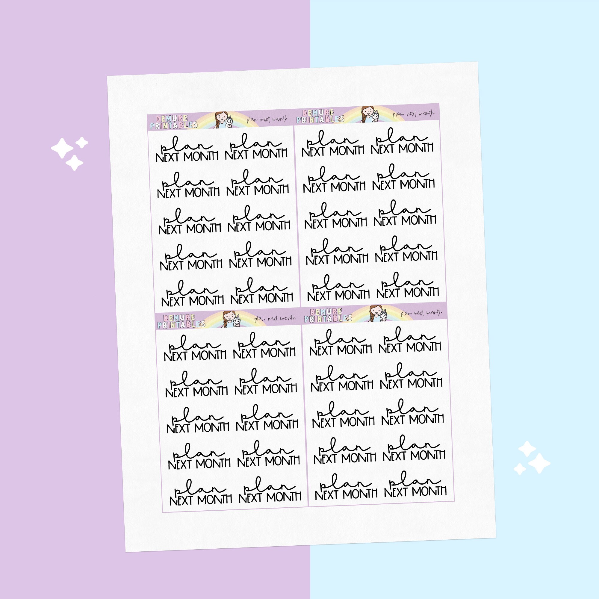 Plan Next Month PRINTABLE Script Planner Stickers, Silhouette and ...