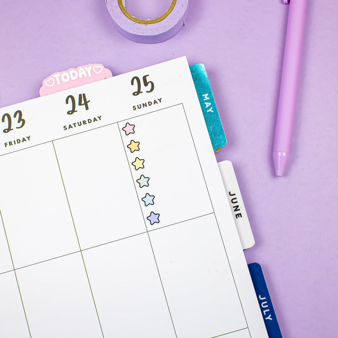 Pastel Rainbow Single Stars PRINTABLE Planner Stickers, Functional Star ...