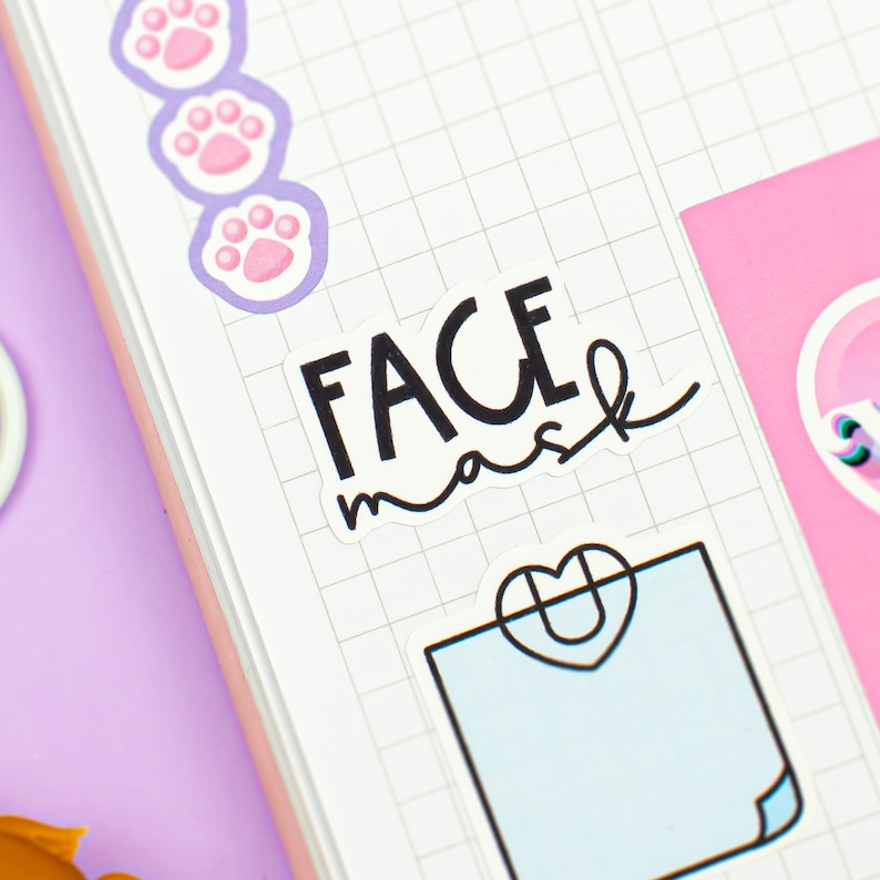Face Mask PRINTABLE Script Planner Stickers - Etsy