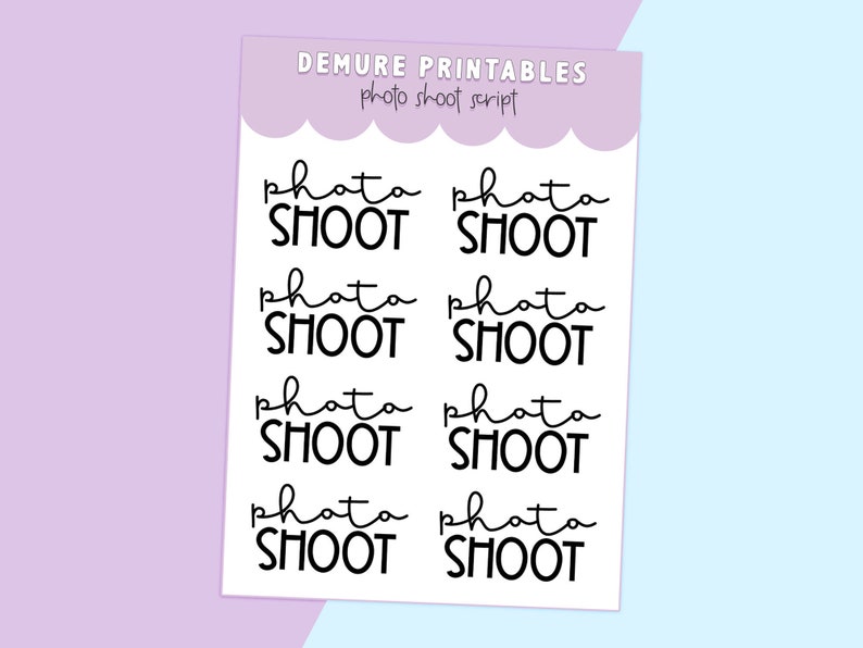 Photo Shoot Printable Planner Script Stickers - Etsy