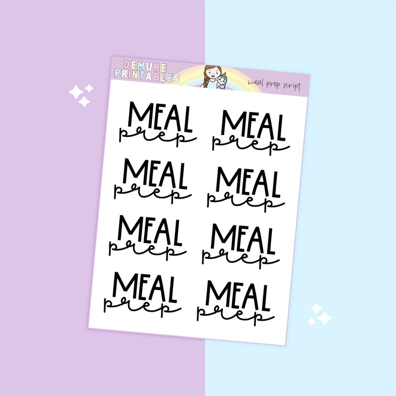 Meal Prep PRINTABLE Script Planner Stickers - Etsy