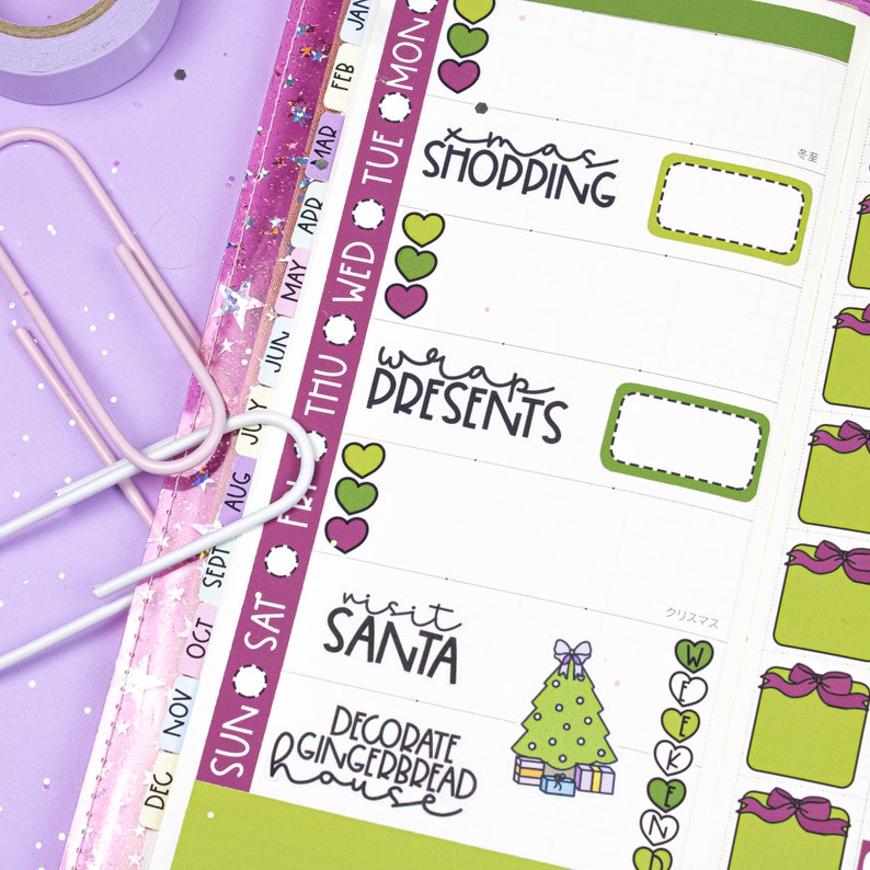 Christmas Bucket List & Sampler Script PRINTABLE Planner Stickers ...