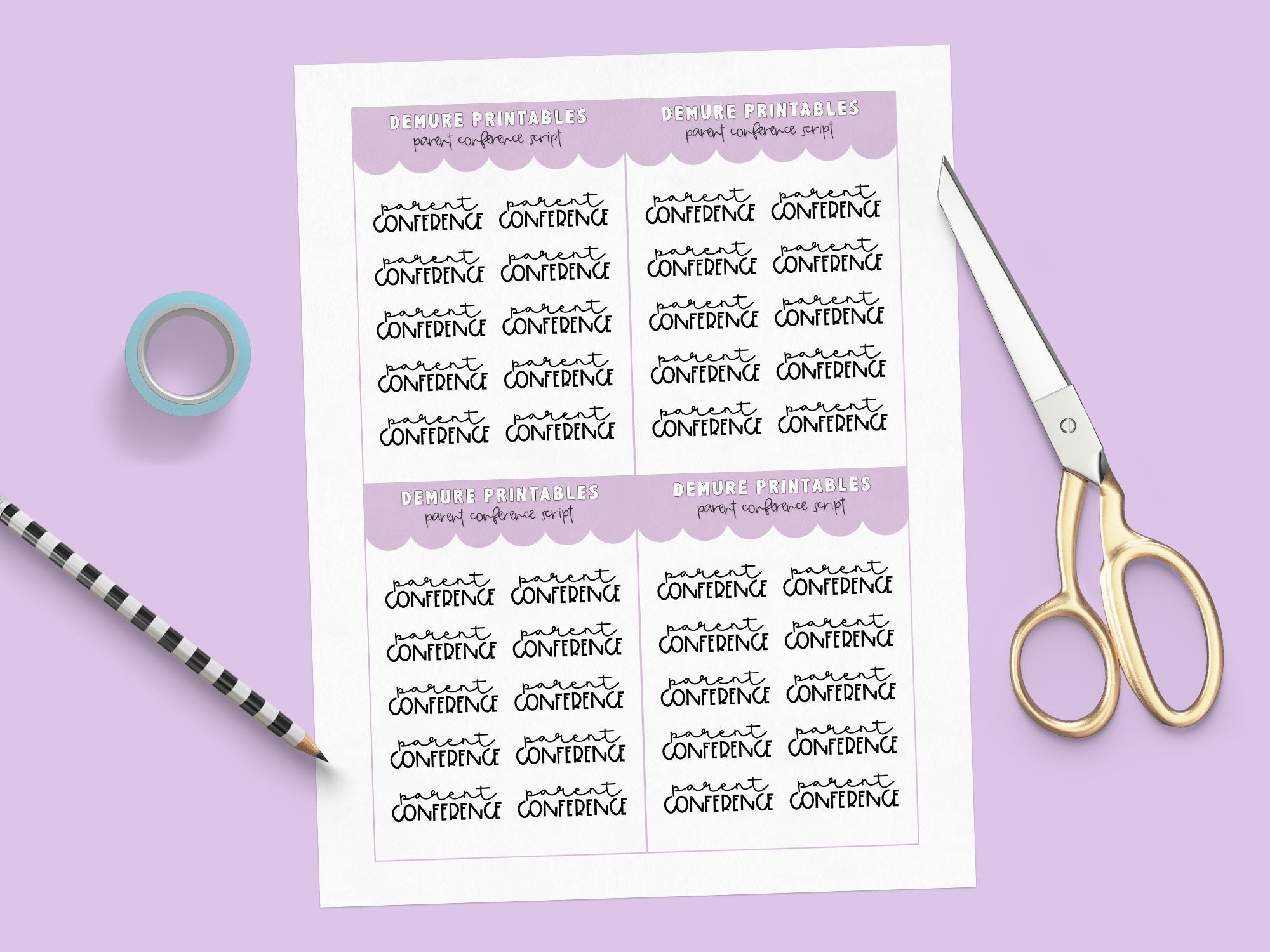 Parent Conference PRINTABLE Script Planner Stickers for Teachers - Etsy