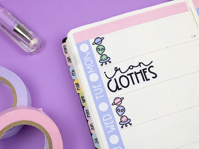 Iron Clothes Printable Script Planner Stickers - Etsy