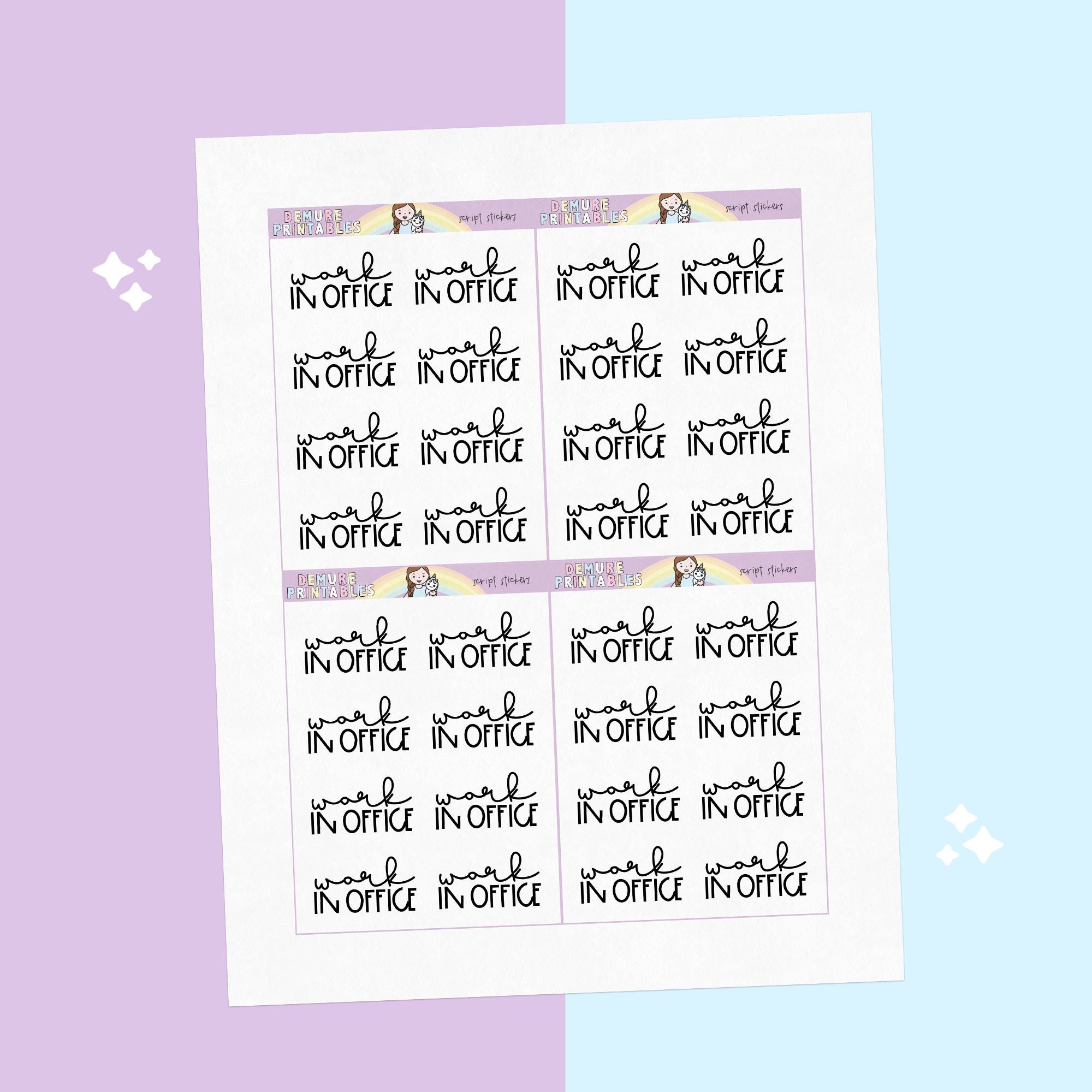 Work in Office PRINTABLE Script Planner Stickers, Functional Work - Etsy