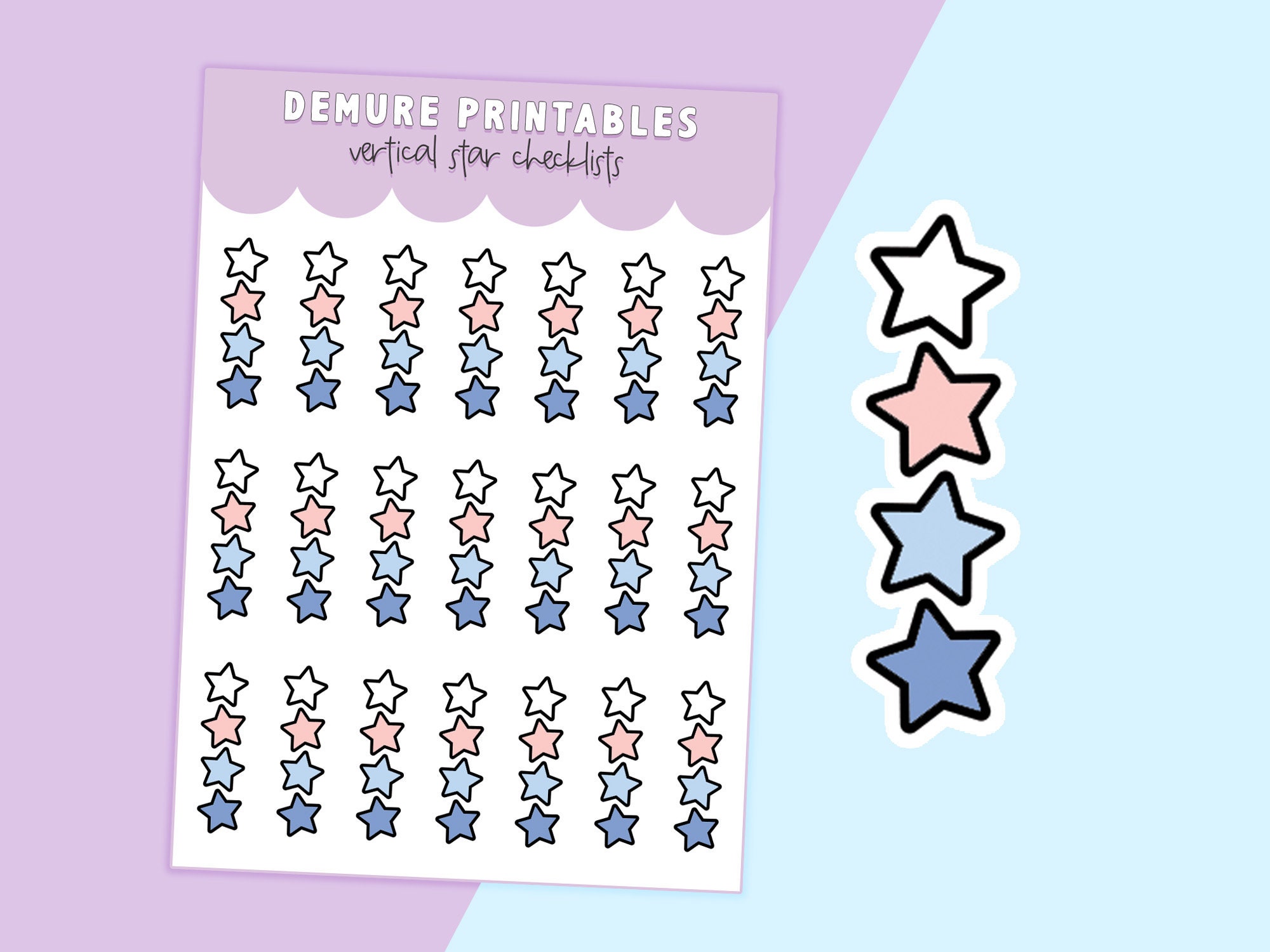 Star Checklists Printable Planner Stickers for Vertical Planners - Etsy