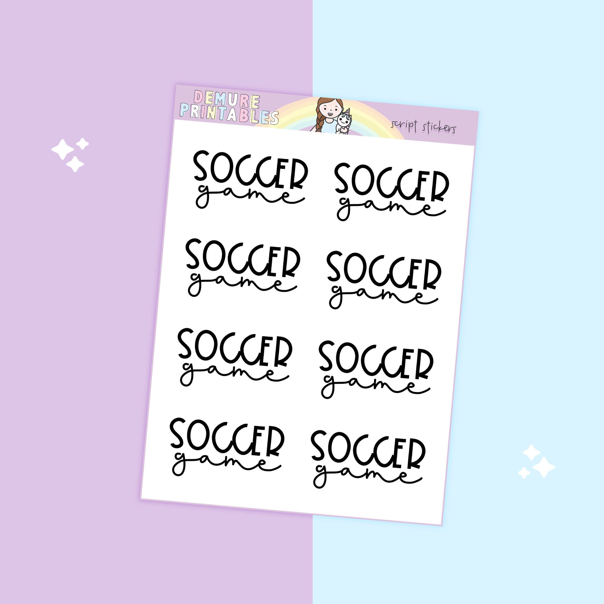 Soccer Game PRINTABLE Script Planner Stickers - Etsy