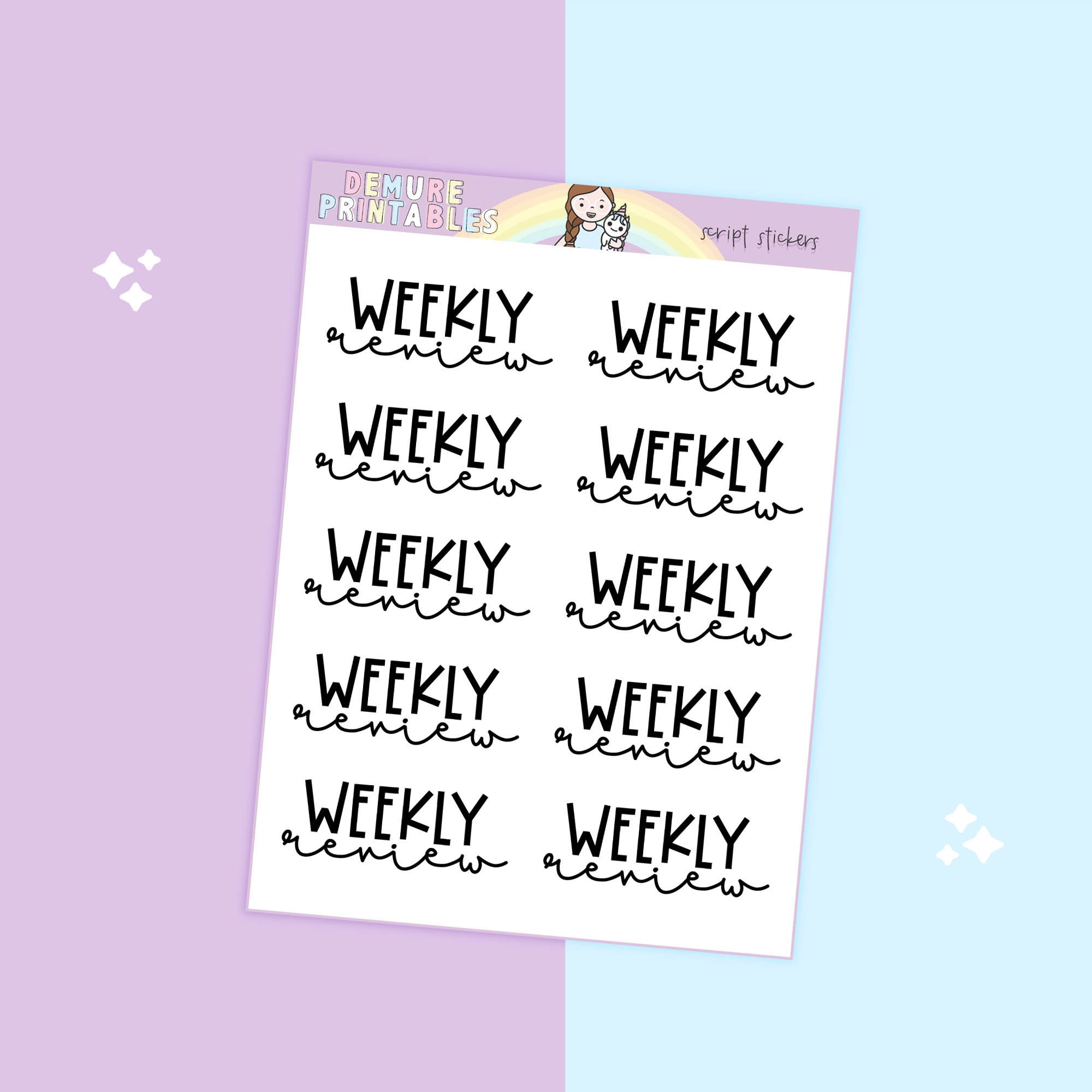 Weekly Review PRINTABLE Script Planner Stickers - Etsy