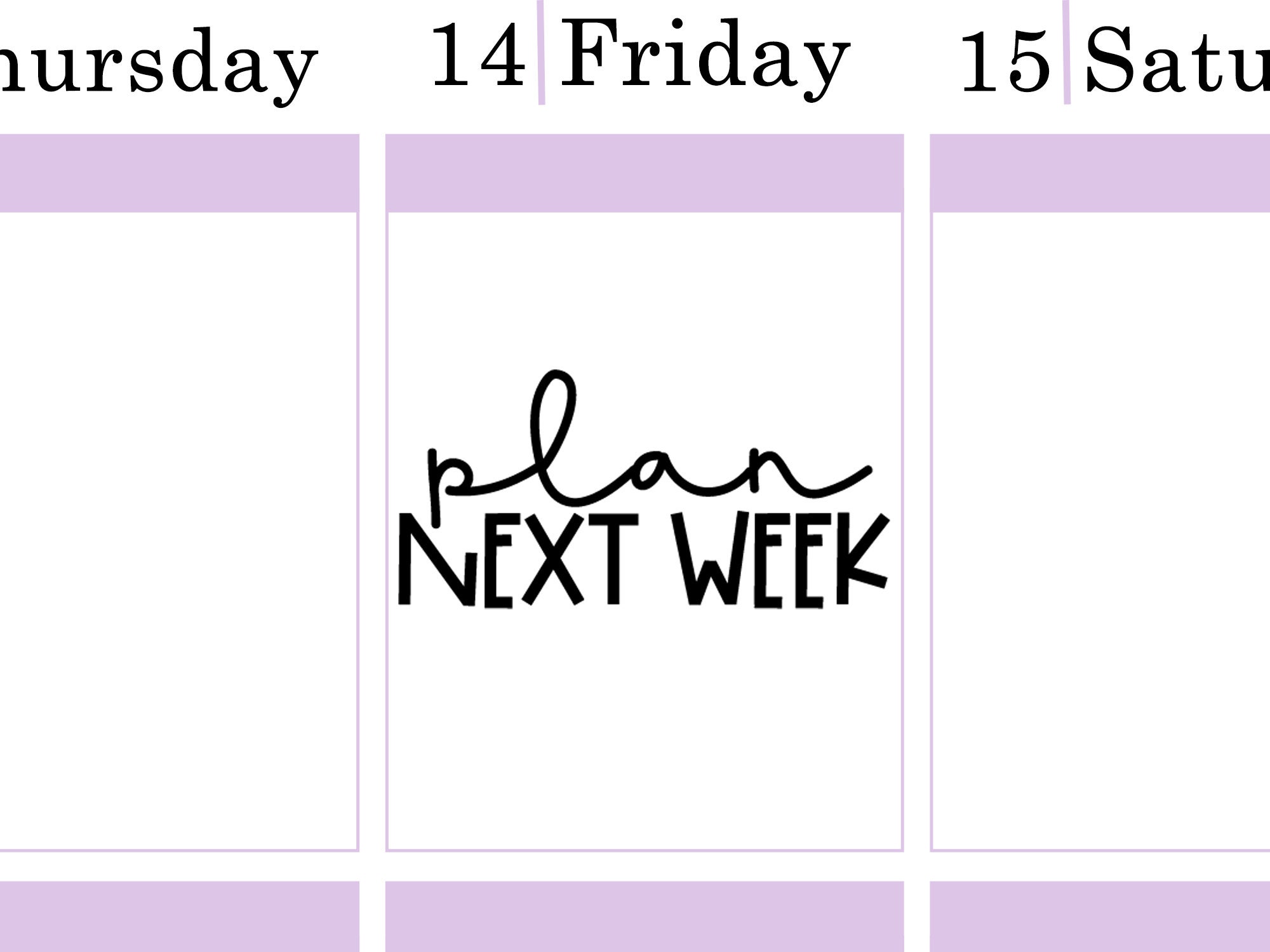 Plan Next Week Printable Planner Script Stickers for Vertical Planners ...