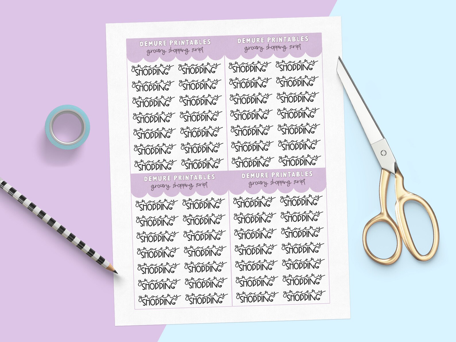 Grocery Shopping Script, Printable Planner Stickers - Etsy