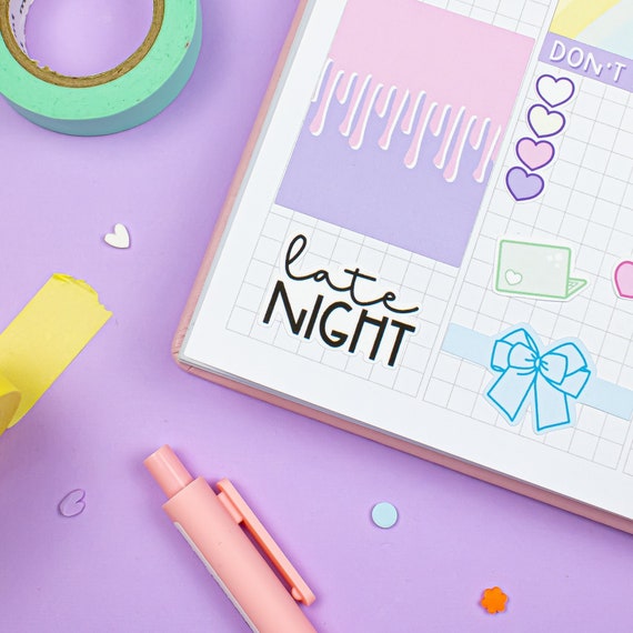 Late Night PRINTABLE Script Planner Stickers Functional - Etsy