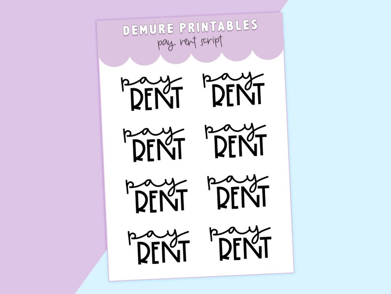 Pay Rent Printable Script Planner Stickers - Etsy