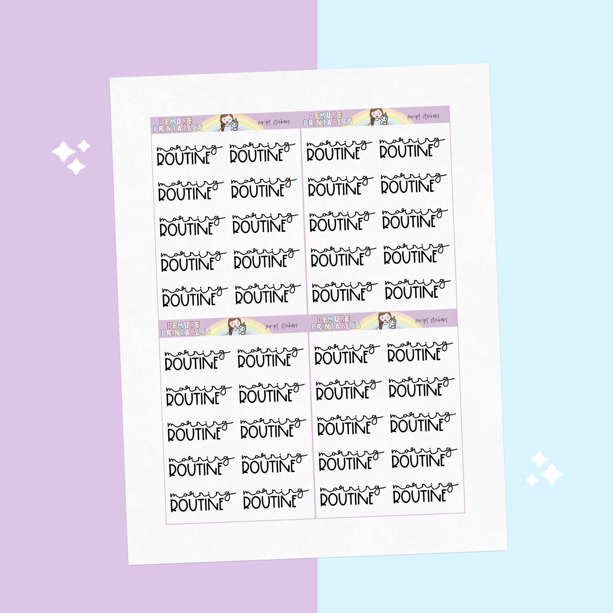Morning Routine PRINTABLE Script Planner Stickers - Etsy