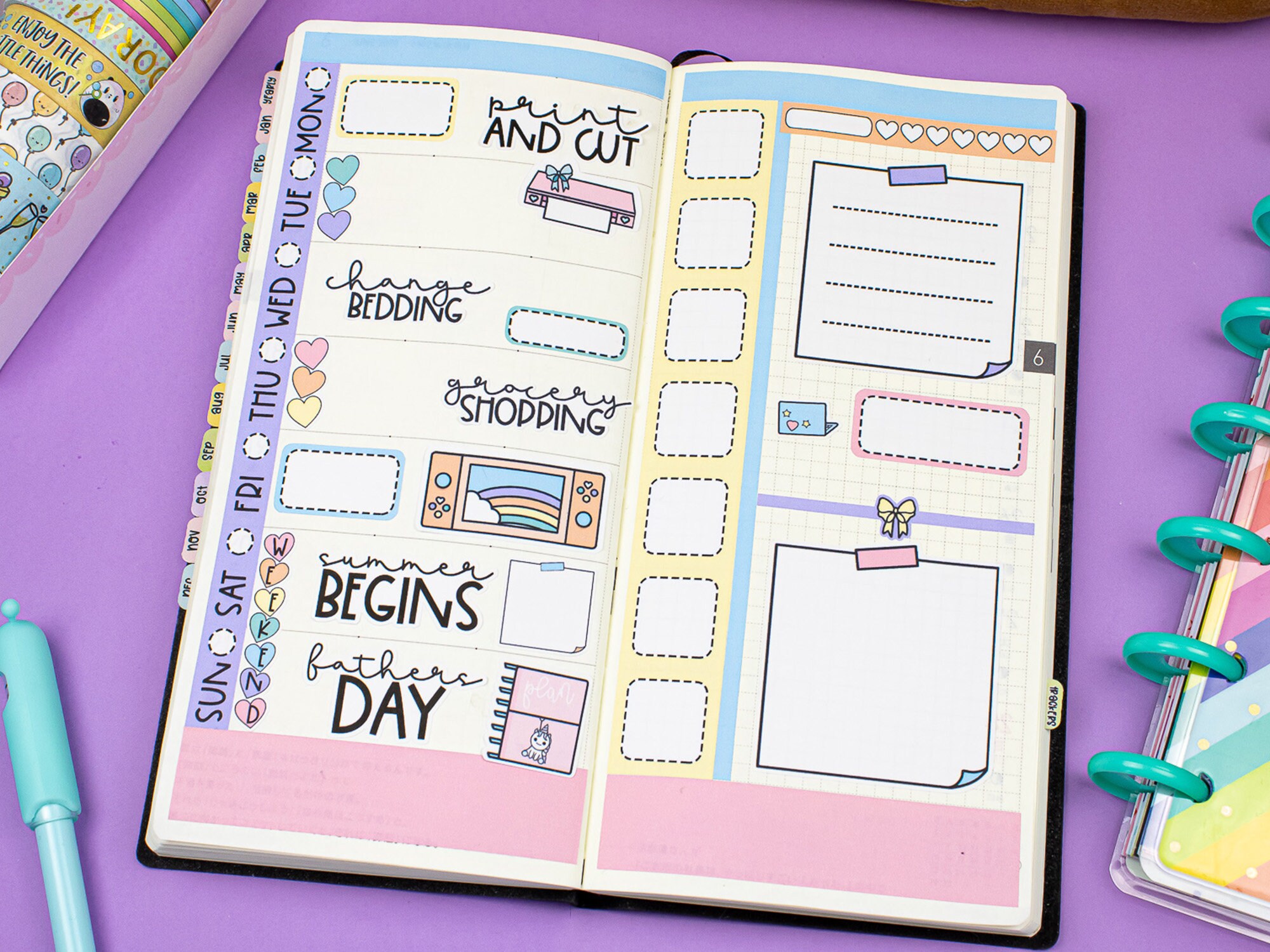 Print and Cut Printable Planner Script Stickers for Vertical Planners ...