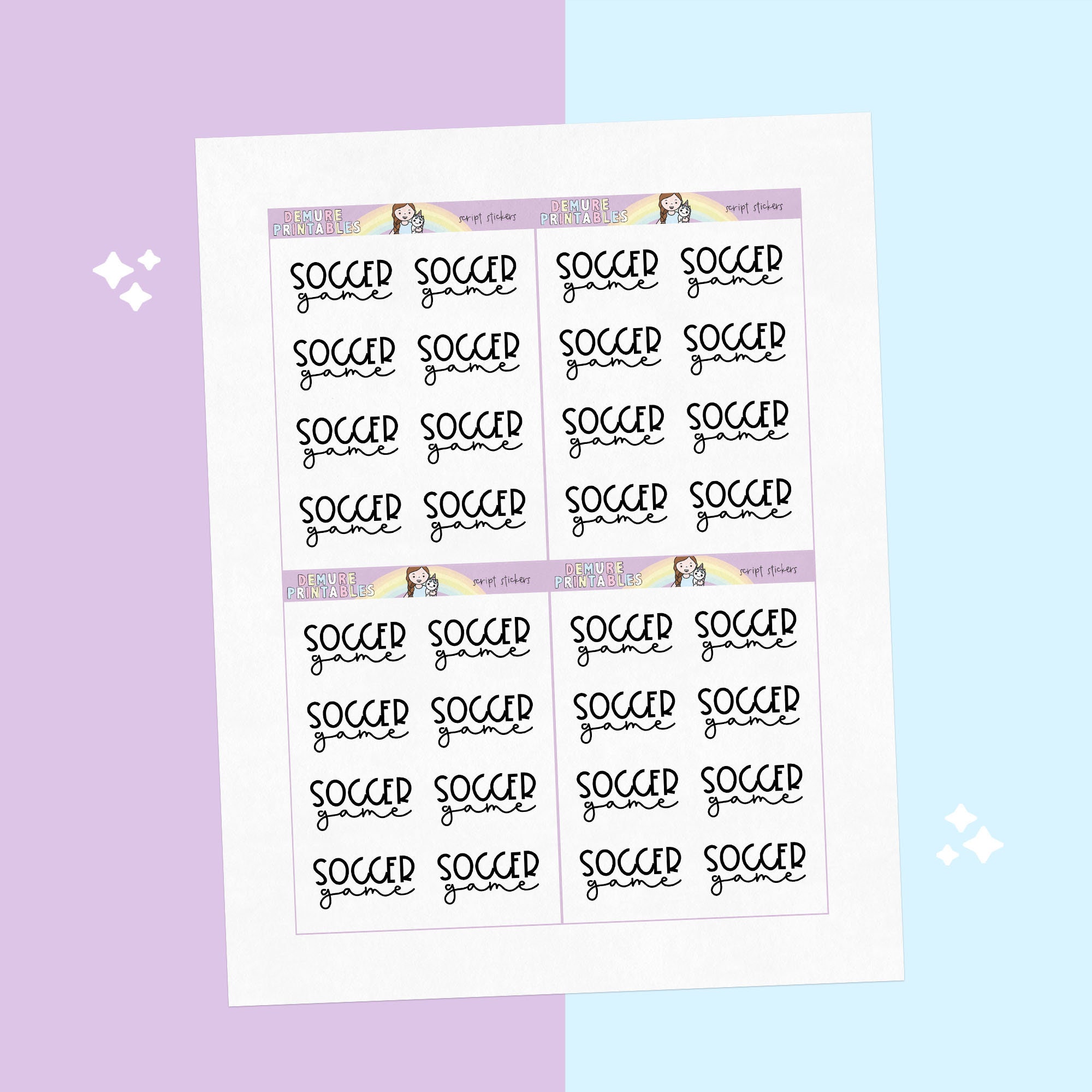 Soccer Game PRINTABLE Script Planner Stickers - Etsy