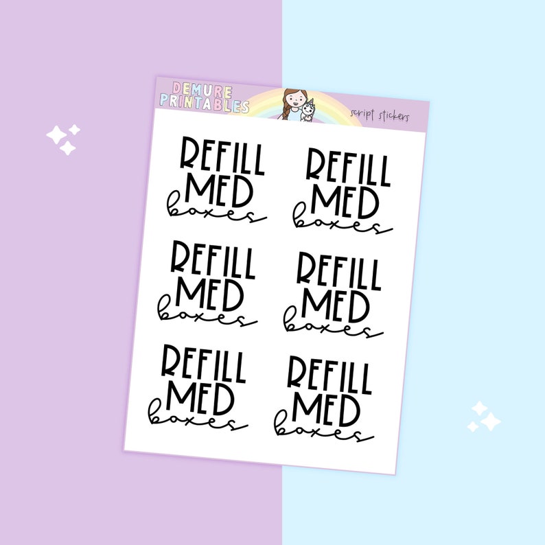 Refill Med Boxes PRINTABLE Script Planner Stickers, Health Reminder ...
