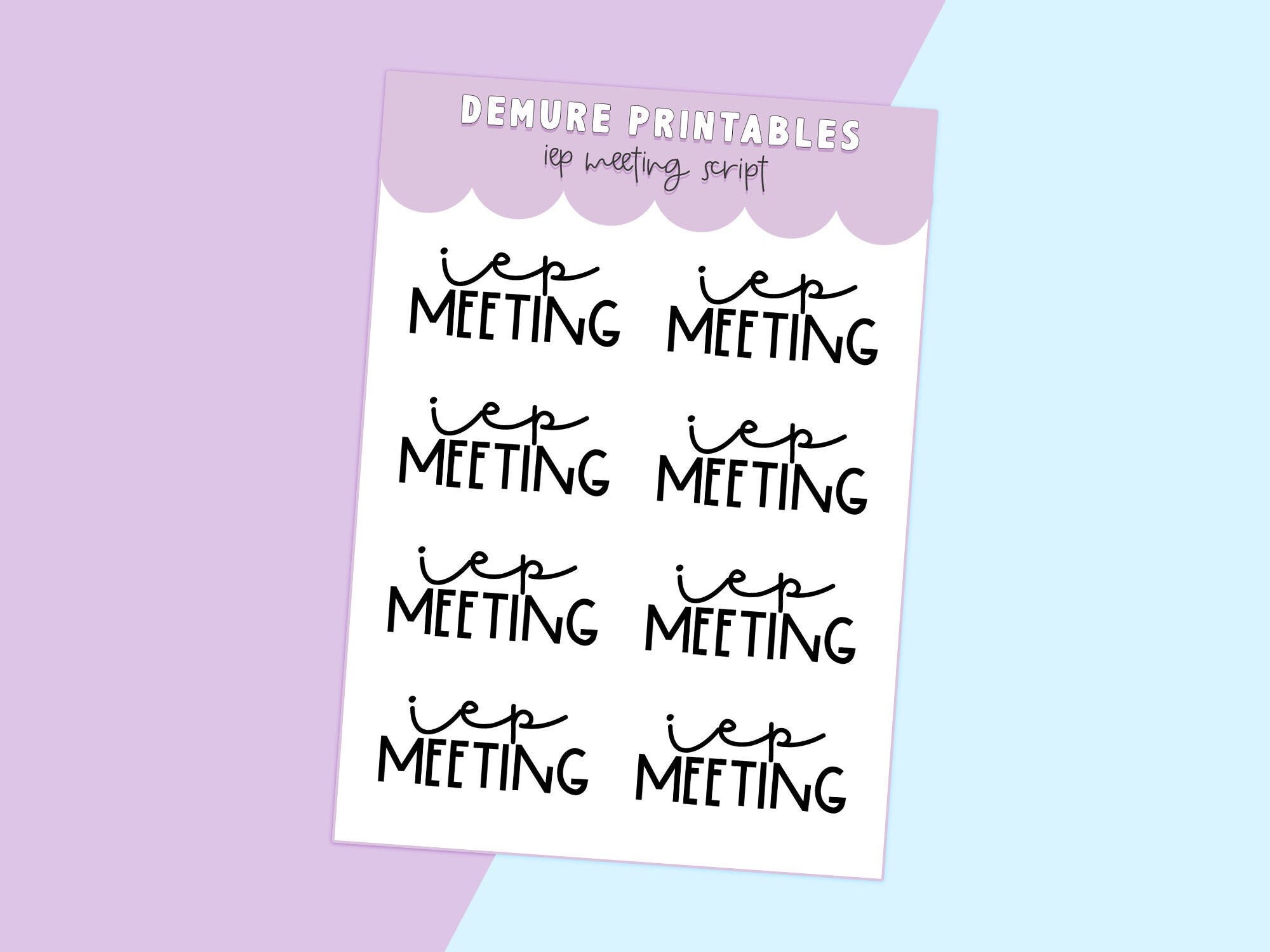 IEP Meeting PRINTABLE Script Planner Stickers for Teachers - Etsy