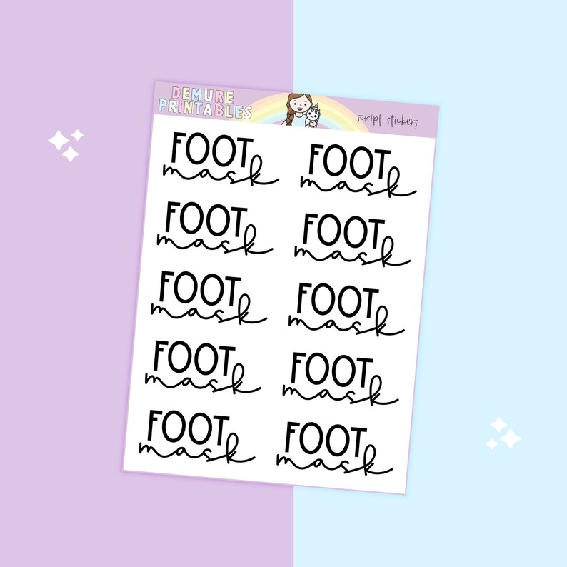 Foot Mask PRINTABLE Script Planner Stickers, Self Care Beauty - Etsy