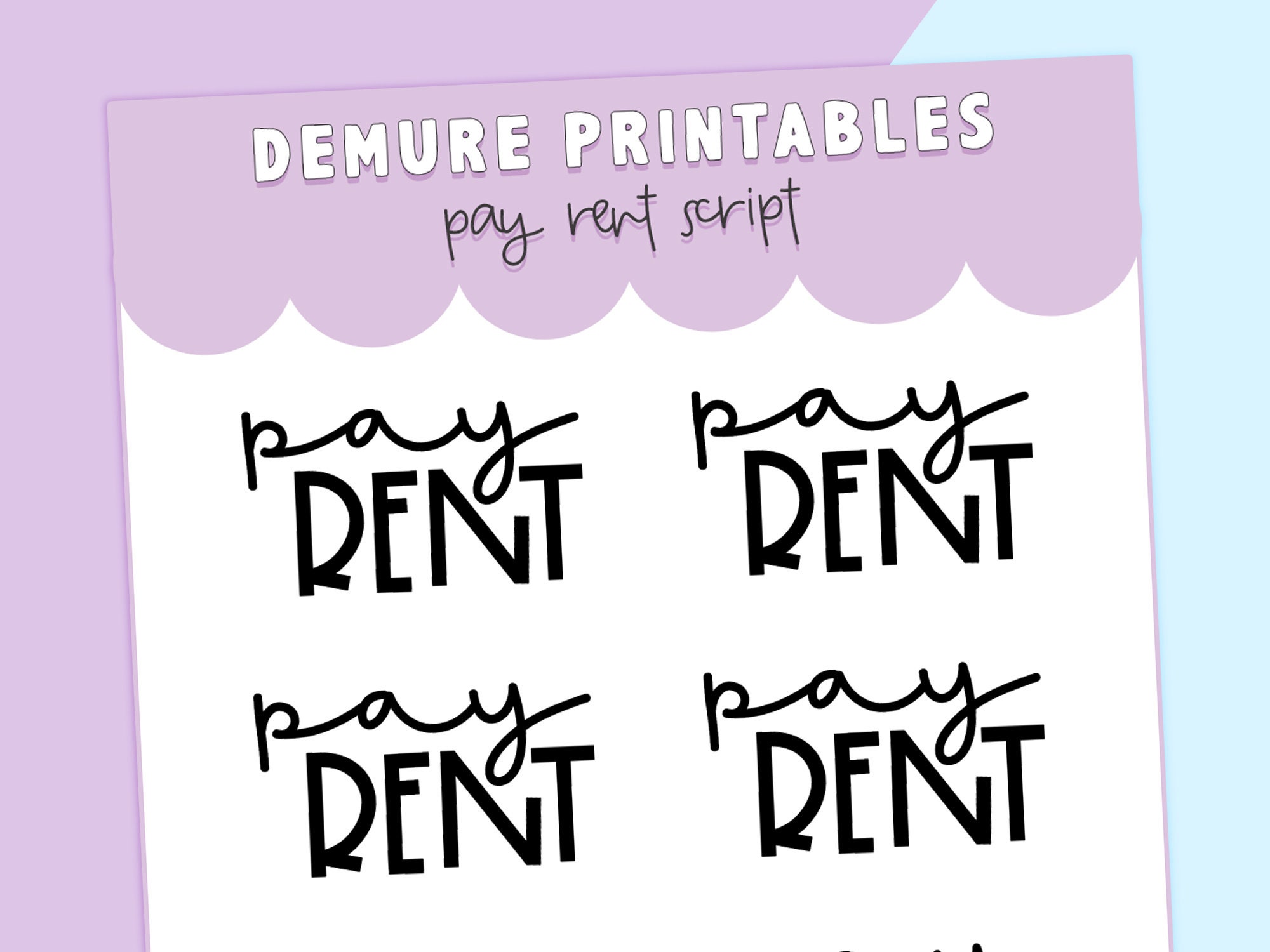 Pay Rent Printable Script Planner Stickers - Etsy
