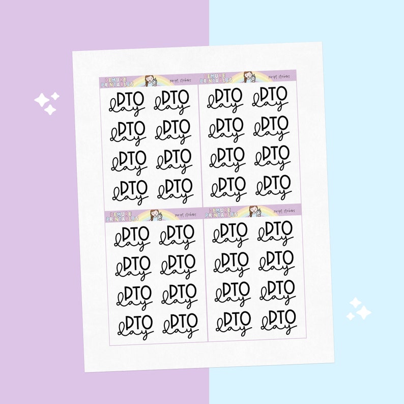 PTO Day PRINTABLE Script Planner Stickers, Functional Work Sticker ...