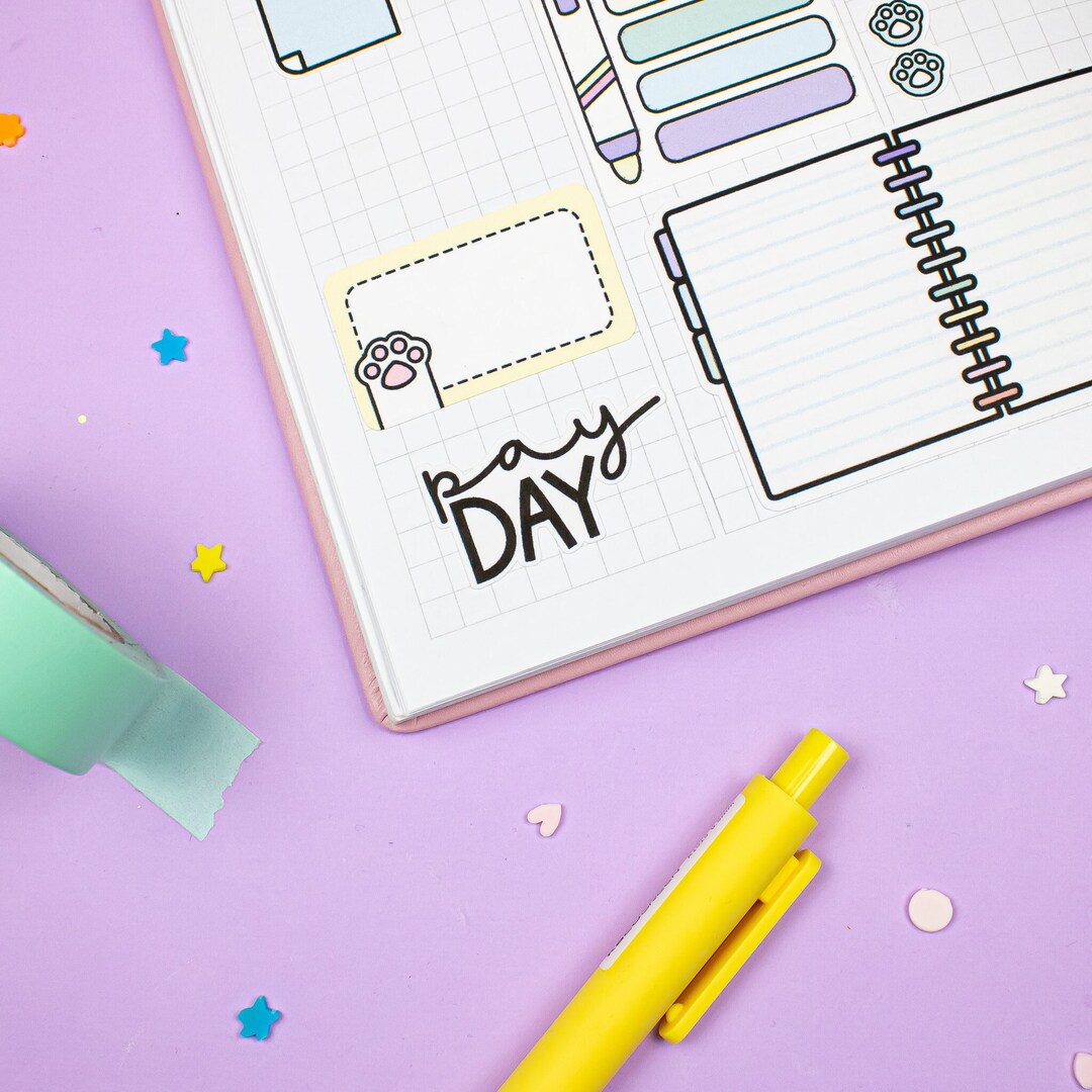 Pay Day Printable Planner Script Stickers - Etsy
